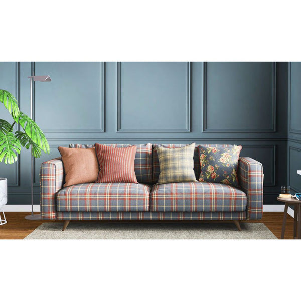 COUNTRY RED BLUE WHITE CHECKS SOFA FABRICS - ALLURING DECOR LLP